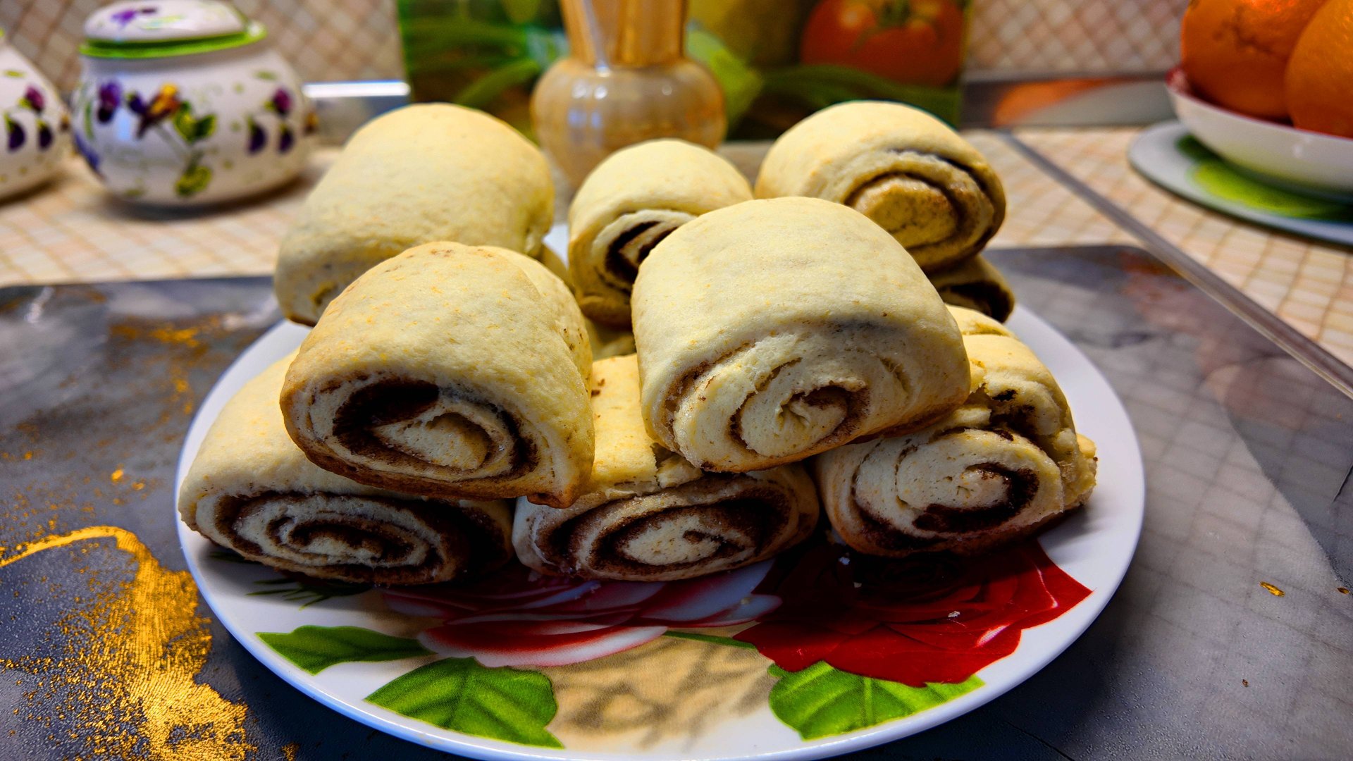 Рулетики с сахаром и корицей // Готовится печенье быстро // Тесто без яиц