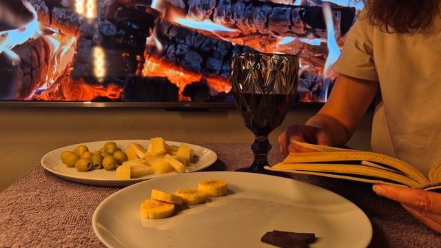 Книга. Вино. Камин