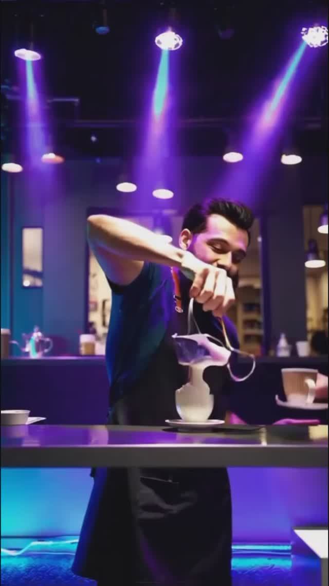 Бариста-фокусник готовит Раф за 300