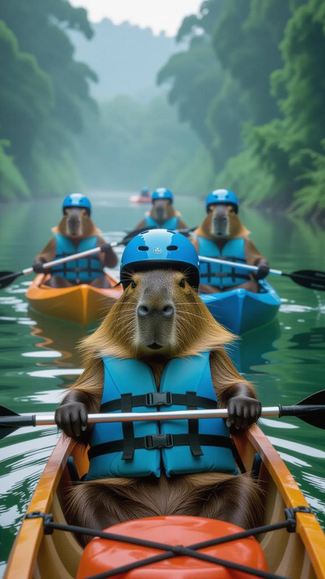 Капибарки на байдарках