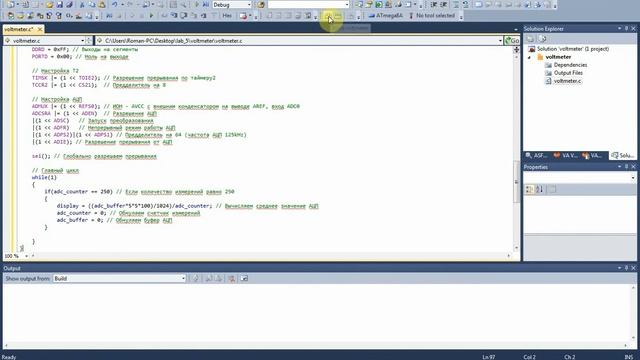 Реализация цифрового вольтметра на микроконтроллере ATmega8A