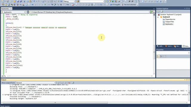 Подключение матричной клавиатуры к микроконтроллеру ATmega8A