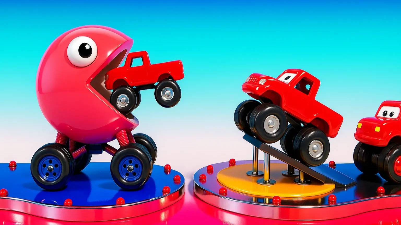 Изучаем Цвета | ПАКМАН - ест Машинки | Развивающие мультфильмы для малышей ВолшебствоТВ