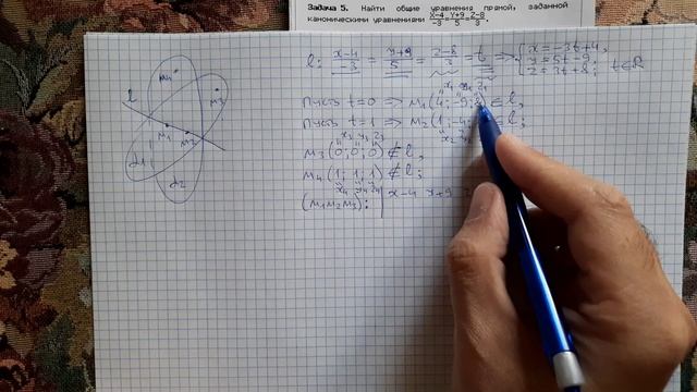 Нахождение общих уравнений прямой по каноническим уравнениям