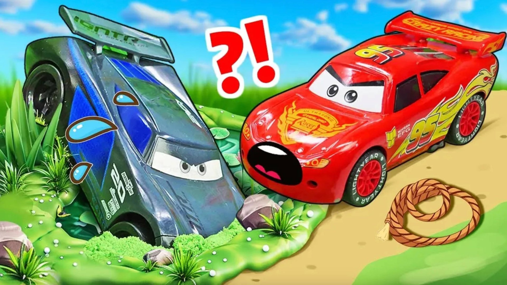 Молния Маквин спасает Шторма из болота!  Игры в машинки для мальчиков