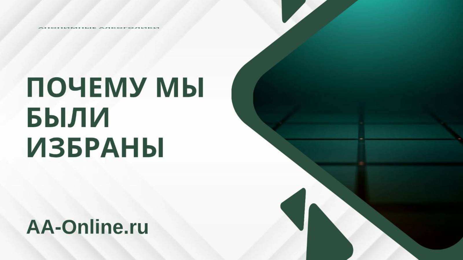Почему Мы были избраны. Анонимные Алкоголики.