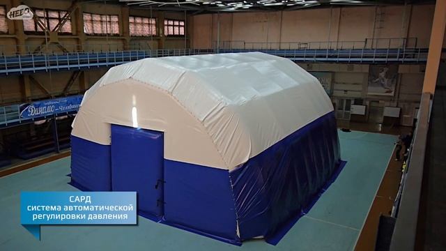 Надувной пневмокаркасный ангар из ПВХ-материала с надувными распашными воротами — гараж для газели