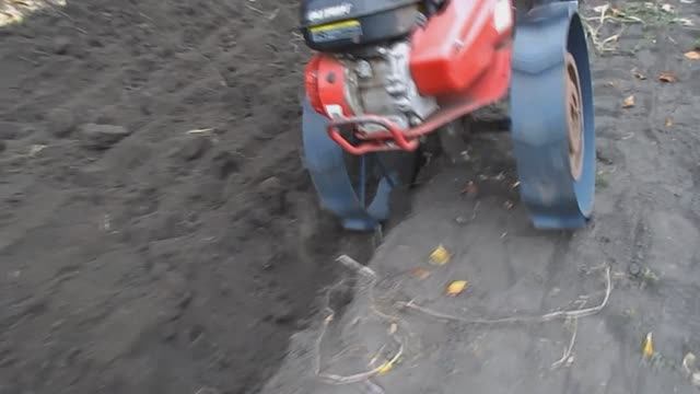 Пахота мотоблоком Салют-100.