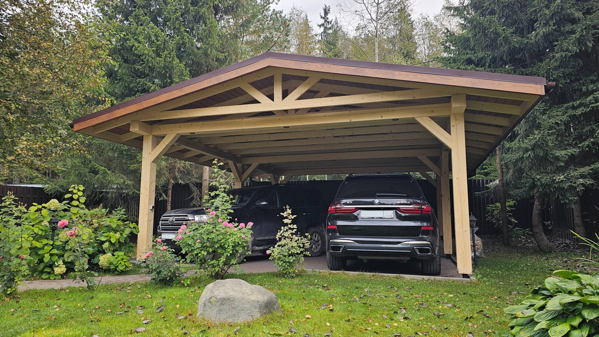 АВТОНАВЕС 6х7.5 ИЗ БРУСА 200х200