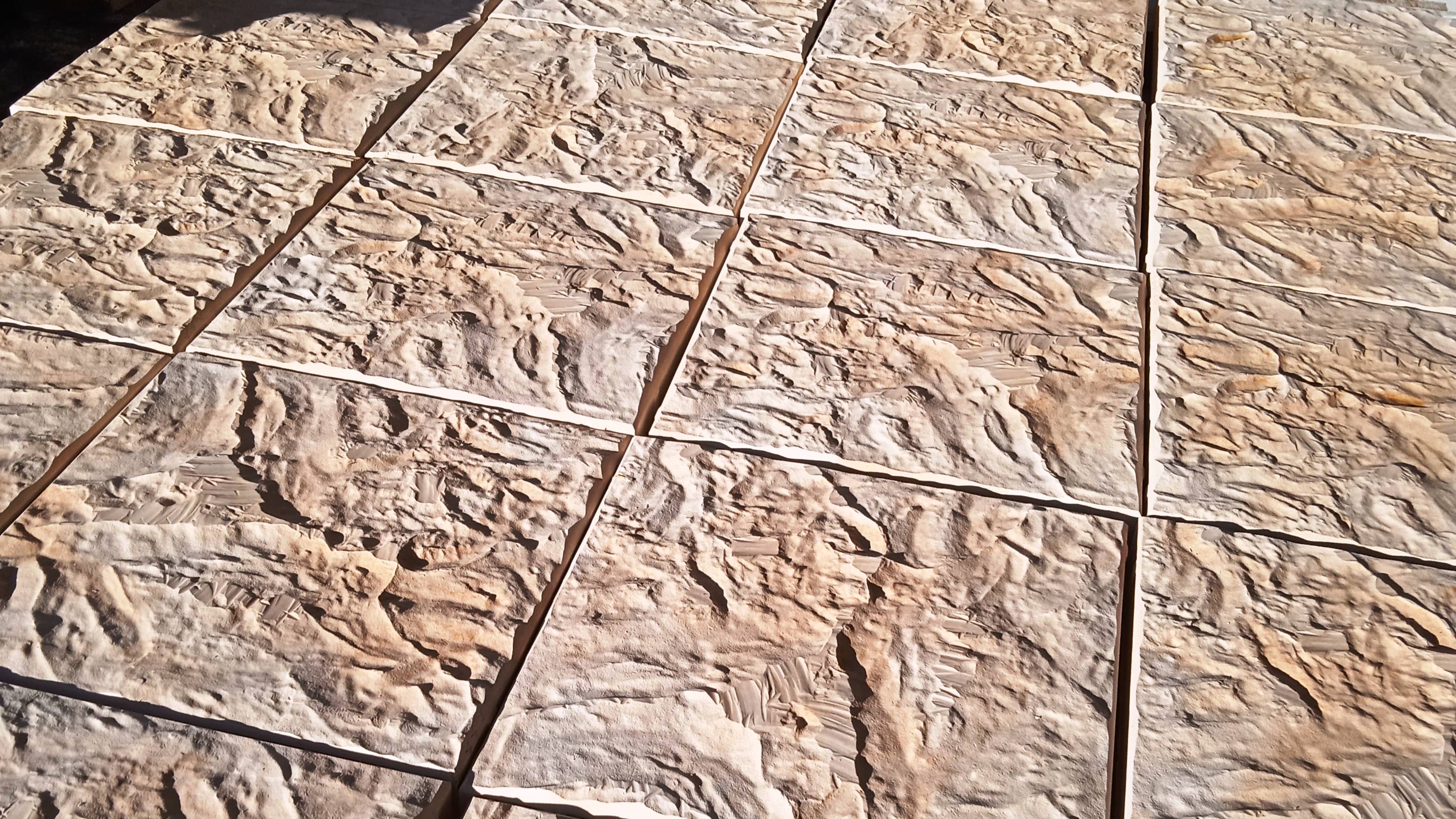 Тротуарная плитка "Рваный камень" оранжевая, известняковый бетон (битиш- бетон из известняка).