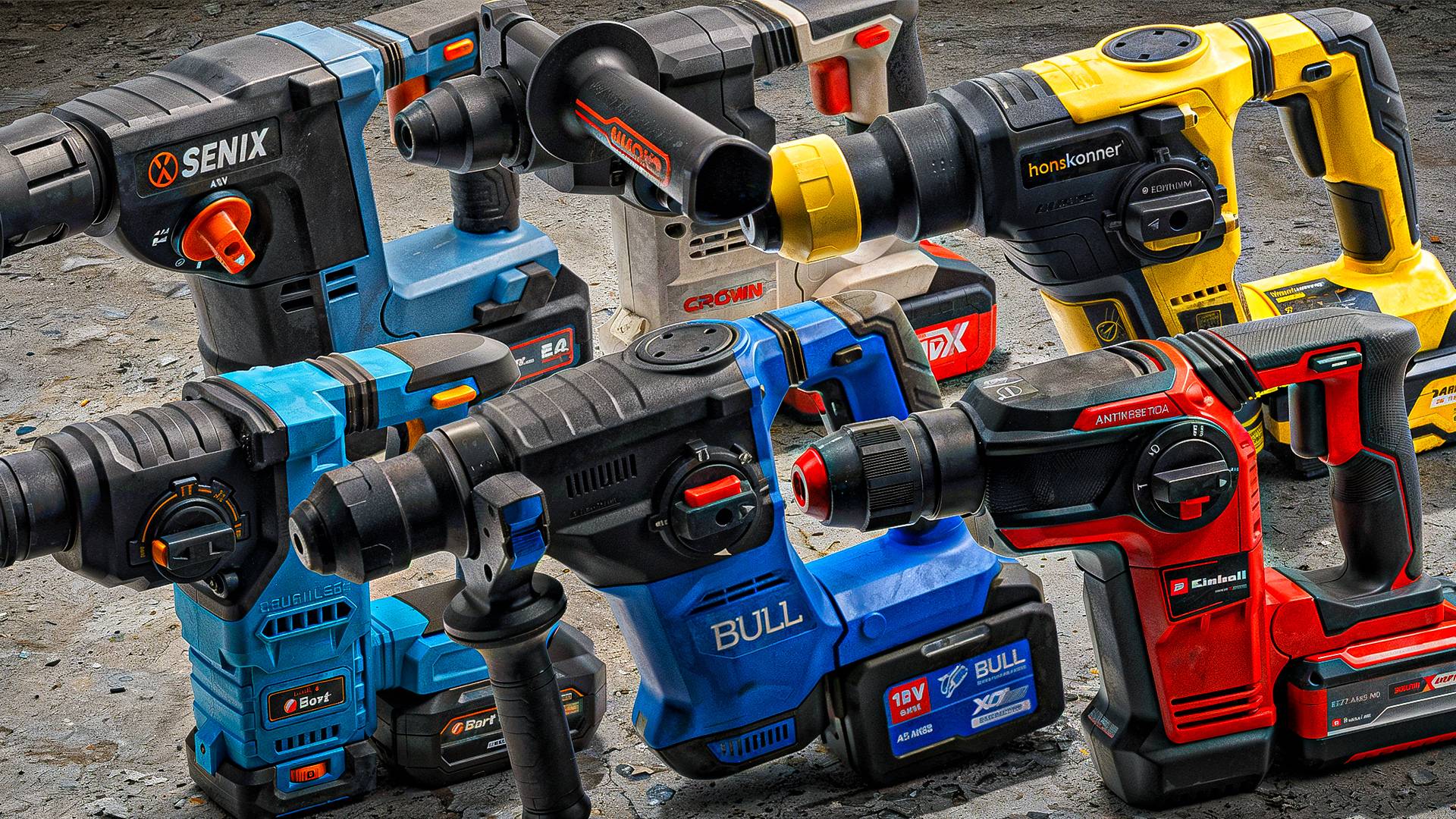 ТЕСТ вертикальные аккумуляторные ПЕРФОРАТОРЫ |  BORT BULL CROWN EINHELL HANSKONNER RONIX SENIX