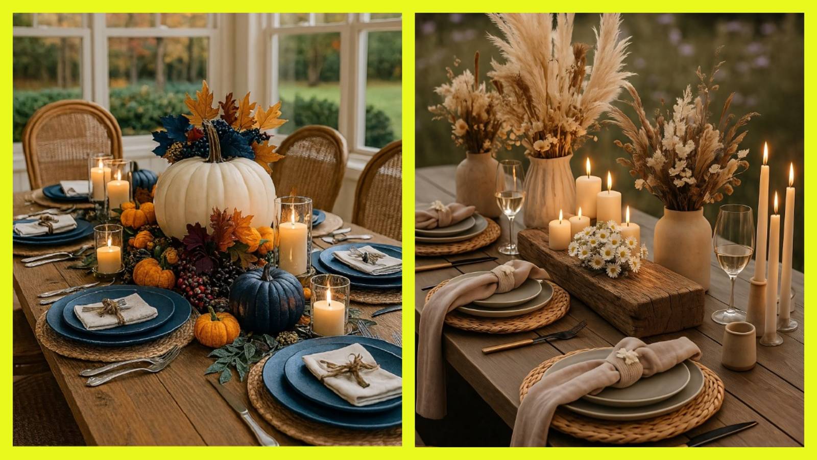 Красивая сервировка стола в осеннем стиле: создаем атмосферу тепла и уюта за столом 🍂🕯️