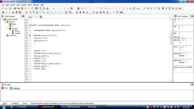 CodevisionAVR 7 сегментная индикация
