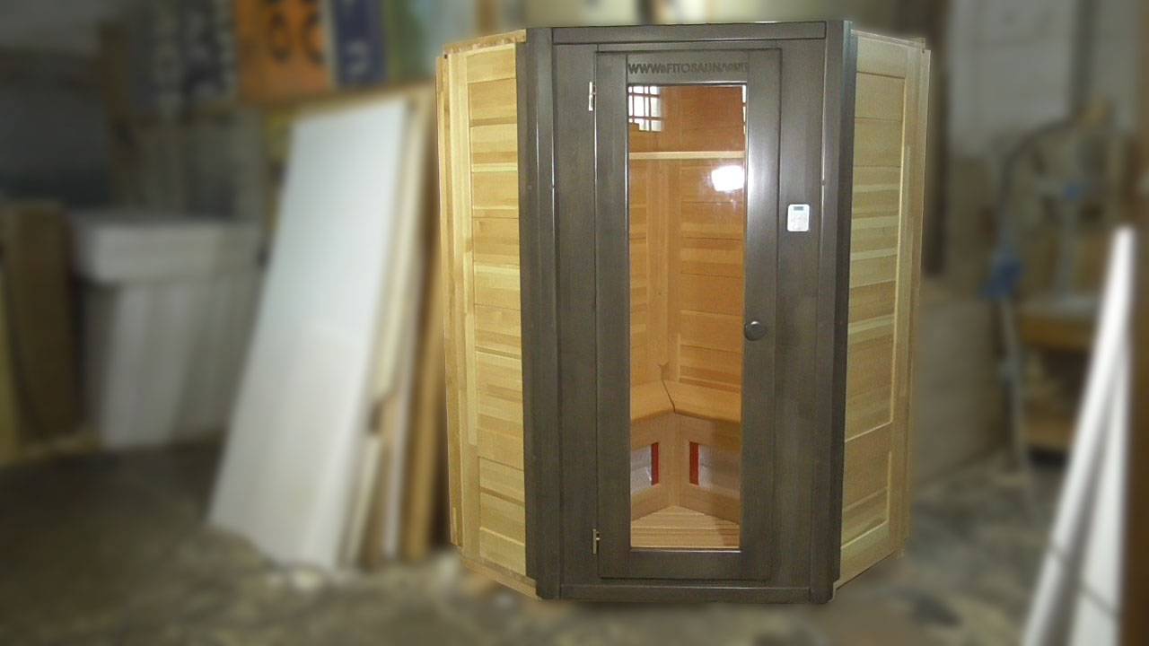 Видеообзор двухместной кедровой ик-сауны встроенной в помещение сложной конфигурации