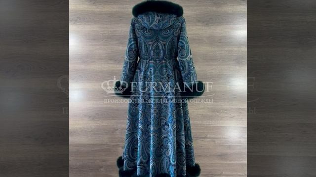 Женское пальто с мехом в русском стиле, 641