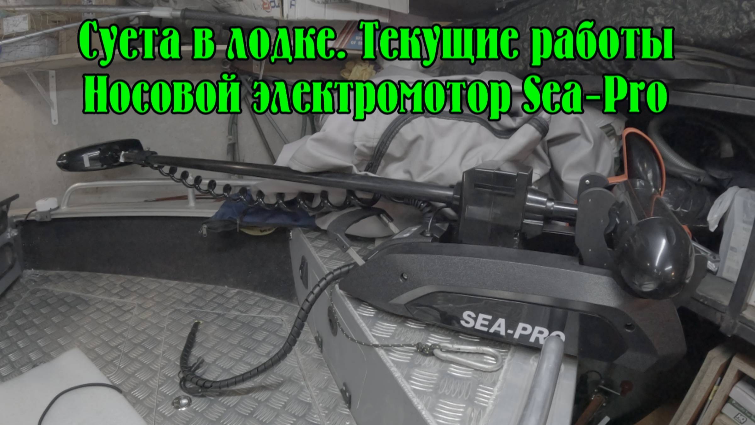 Суета в лодке. Текщие работы по лодке. Моя обновка носовой электромотор Sea-Pro.