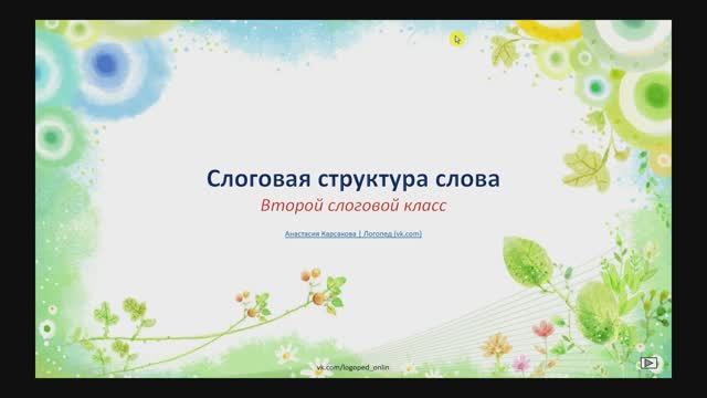 Слоговая структура слова (2 слоговой класс)
