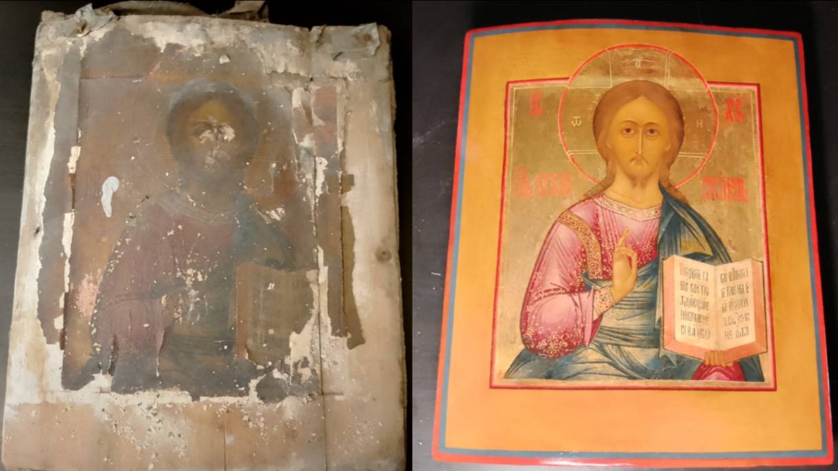 Господь Вседержитель - реставрация старинной иконы