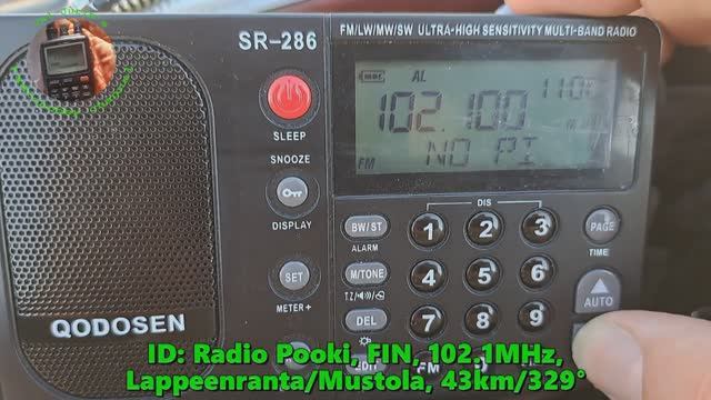 14.08.2025 13:57UTC, [Local], Radio Pooki, Финляндия, 102.1МГц, 43км