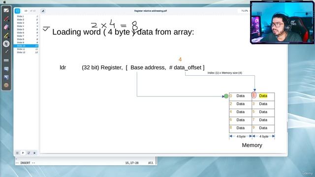 5.5 -Loading a word (4 byte ) data from an array using register relative addressing