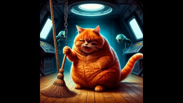 Рыжий кот попал в плен пришельцев. Кот бегемот страдает ,но он хитрый