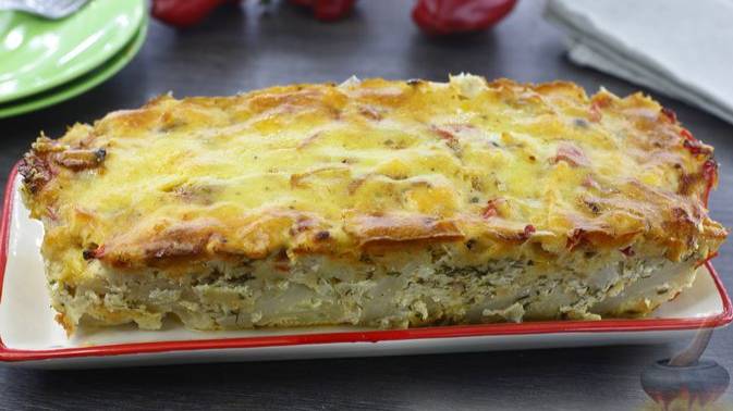 Союз овощей и филе укрепит йогуртово-яичное тесто! ОВОЩНОЙ КЛАФУТИ С КУРИНОЙ ГРУДКОЙ