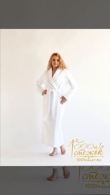 Женский халат без капюшона Delal (Белый) категории "Премиум Турция" - 1000 и 1 стежок