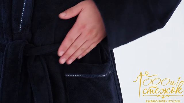 Мужской Турецкий премиум халат из тригабамбука Daniel(Синий)  - 1000 и 1 стежок