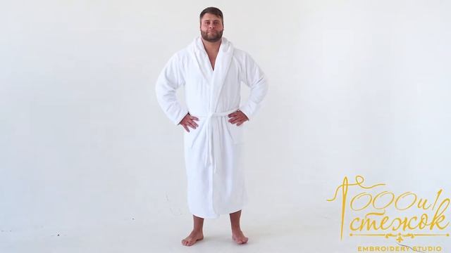 Мужской турецкий премиум халат из тригабамбука Zevs (Белый)  - 1000 и 1 стежок