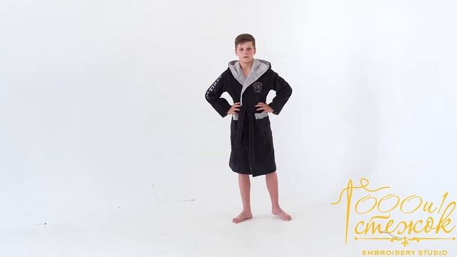 Подростковый бамбуковый халат Athletic Junior (Антрацит) - 1000 и 1 стежок