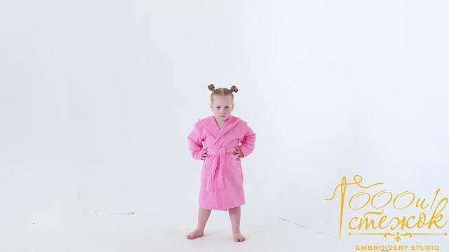 Детский махровый халат с капюшоном Премиум Россия (Розовый) - 1000 и 1 стежок