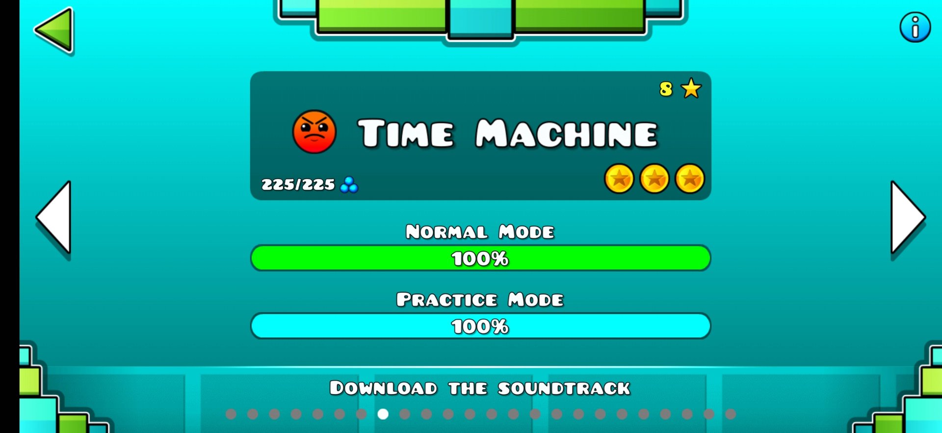 Time Machine с тремя монетами в геометрия даш