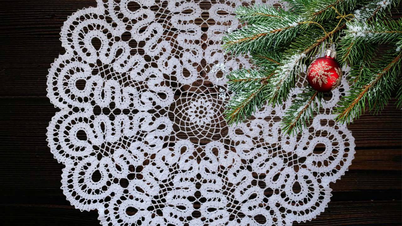 Салфетка "Хоровод елочек". Часть 2