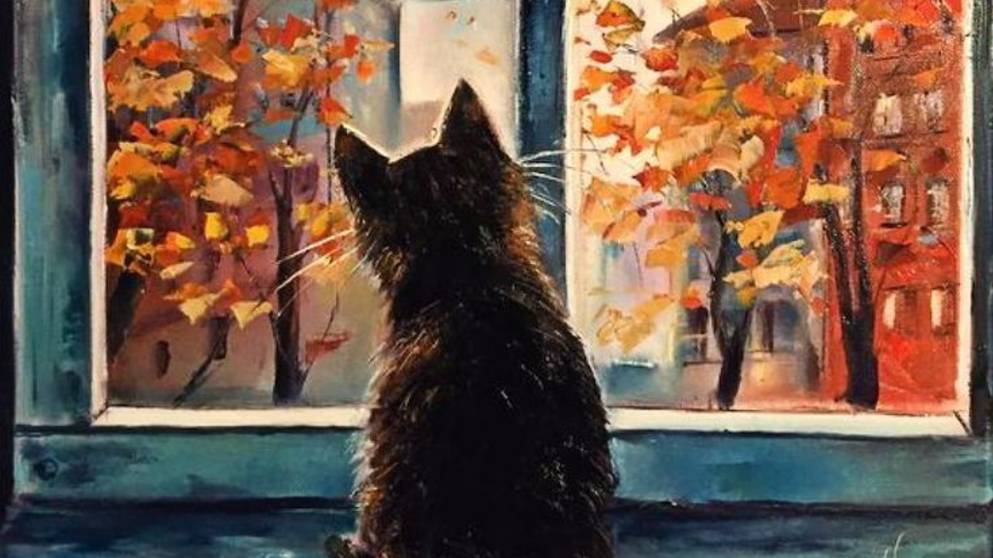 Кошка на окошке. Акрил