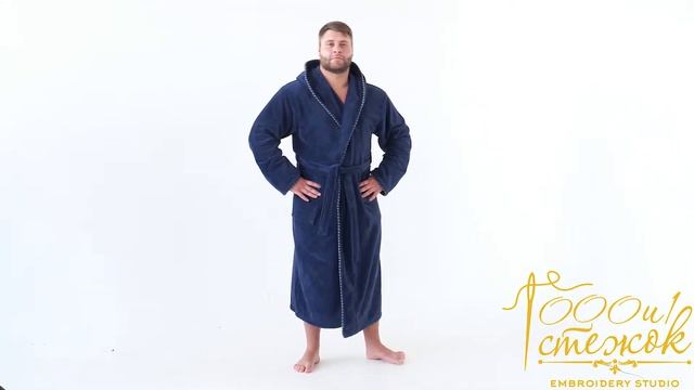 Мужской турецкий премиум халат из тригабамбука Zevs (Джинс) - 1000 и 1 стежок