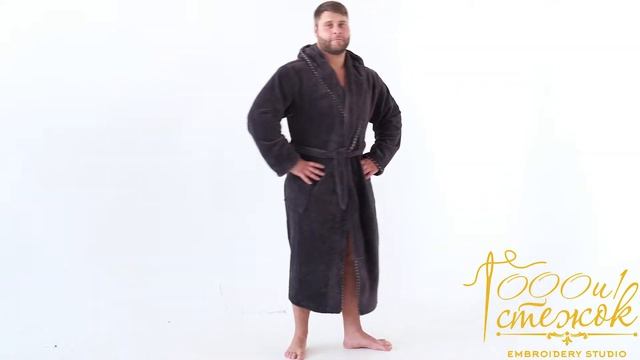 Мужской турецкий премиум халат из тригабамбука Zevs (Антрацит) - 1000 и 1 стежок