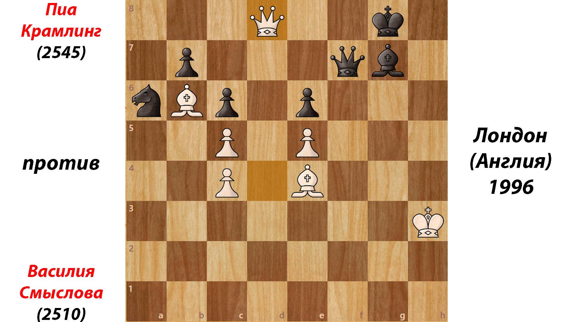 Пиа Крамлинг против Василия Смыслова. Лондон (Англия), 1996.