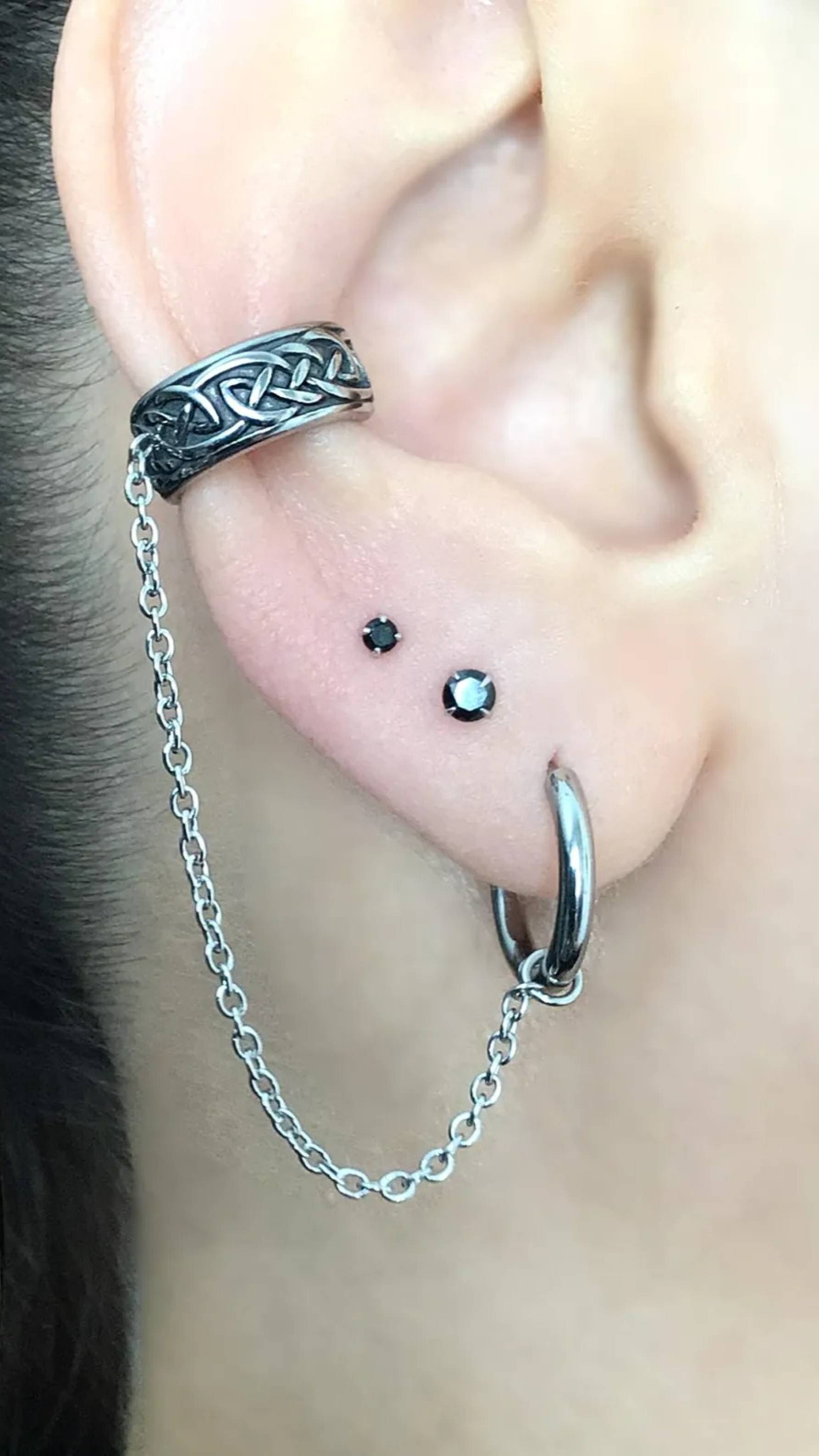 Моносерьга с каффом на цепочке "Славянский символ" от StarfallShop