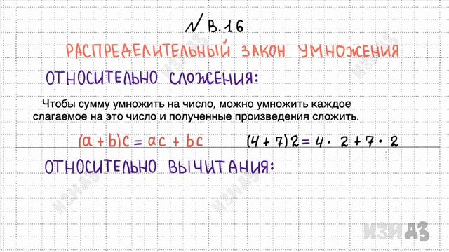 Распределительный закон умножения относительно сложения/ вычитания