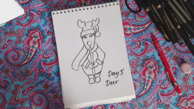 Inktober 2025 Day 5 - Deer Инктобер - День 5 - Олень Рисую своих любимых капибар