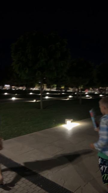 Парк Галицкого освещается яркими огнями ночью #парккраснодар #паркгалицкого