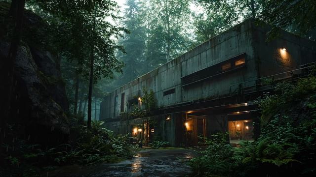 Secret Black Ops Facility – Dark Sci-Fi Rain Ambience for Focus & Sleep