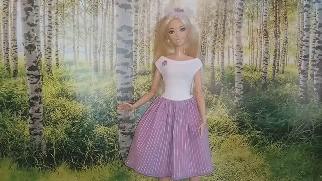 Обзор на одежду для Барби от Виана.Белый купальник, юбка сиреневая и украшение на голову
