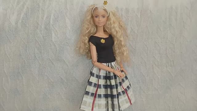 Обзор на одежду для Барби от Виана.Черный купальник, юбка и украшение на голову