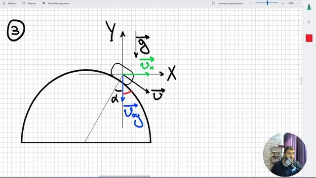 #29 Законы сохранения. Тело скатывается с полусферы и отрывается от ее поверхности
