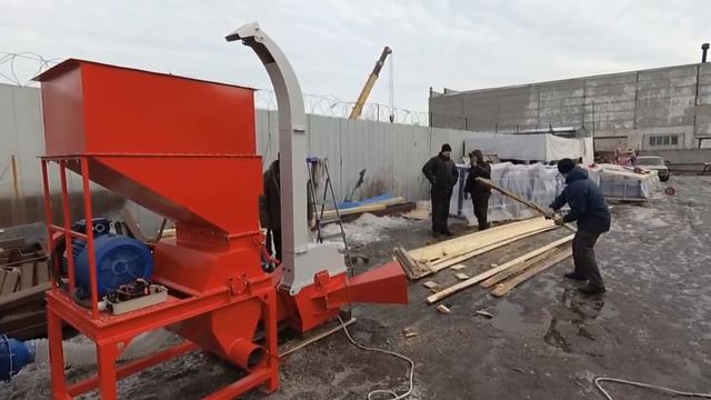 Линия дробления доски-щепы-опилы SRUB600_Molot10000_VS3_щепа