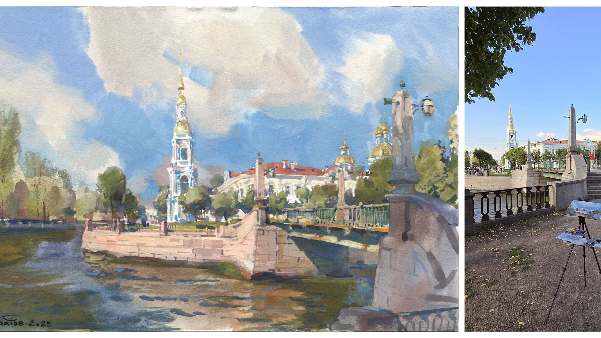 20250906 Красногвардейский мост. Пленэрный этюд гуашь