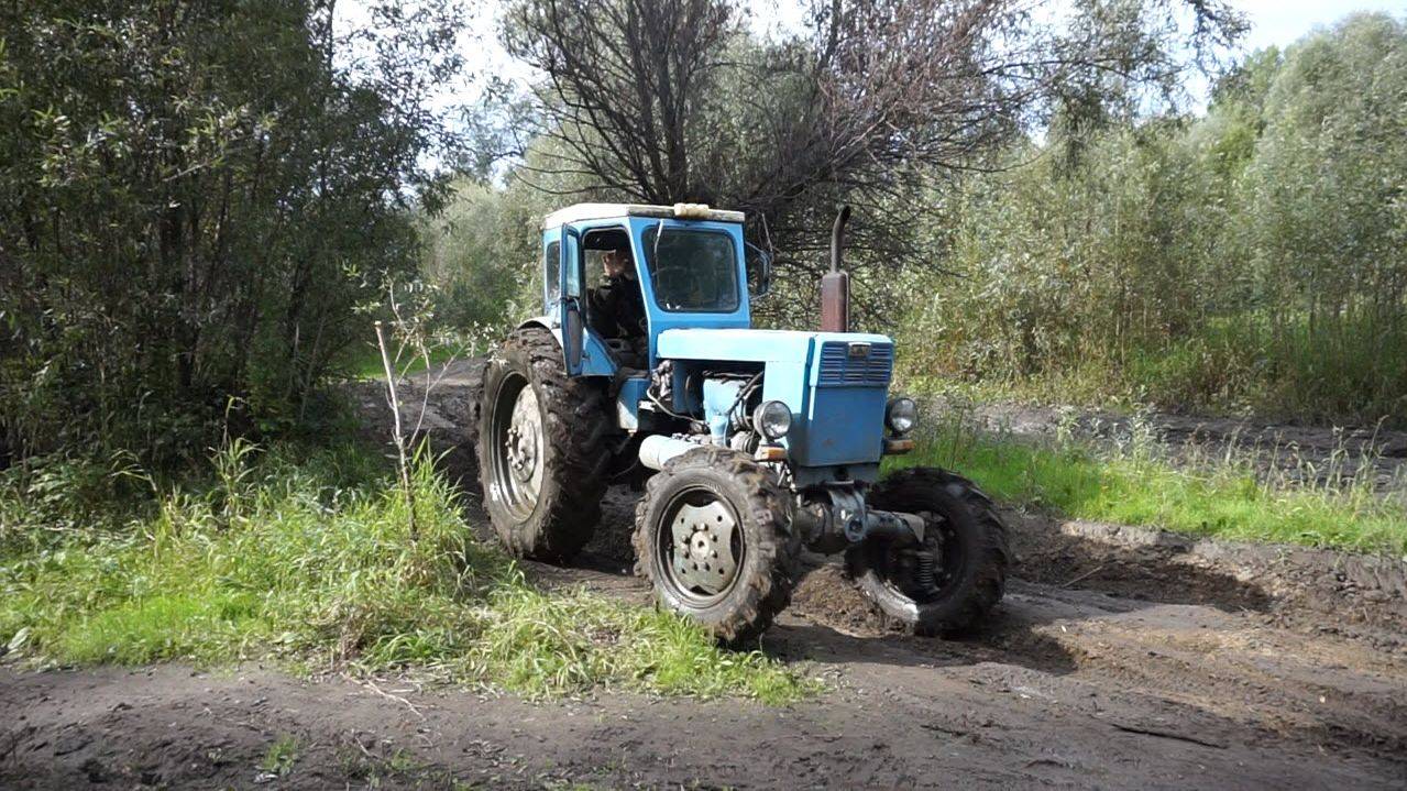 Трактор Т-40АМ на бездорожье. / Soviet tractor T-40AM off-road.