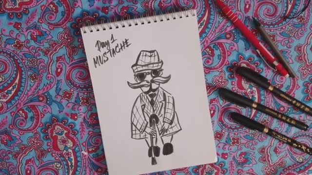 Inktober 2025 Day 1 - MUSTACHE Инктобер - День 1 - Усы Вариант 2 Рисую своих любимых капибар