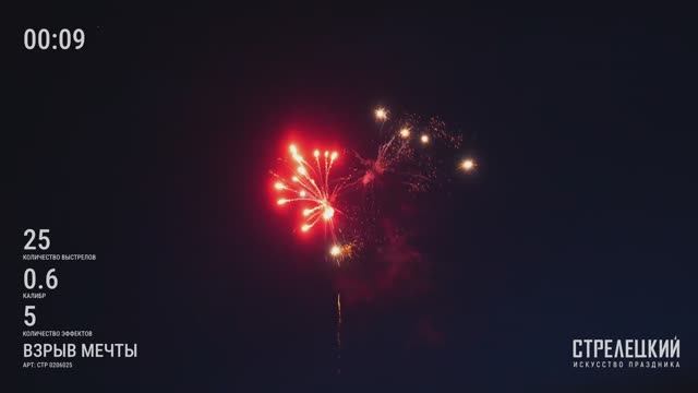 Салют ВЗРЫВ МЕЧТЫ СТР0206025 от ТМ СТРЕЛЕЦКИЙ — Фейерверк на 25 зарядов премиум качества